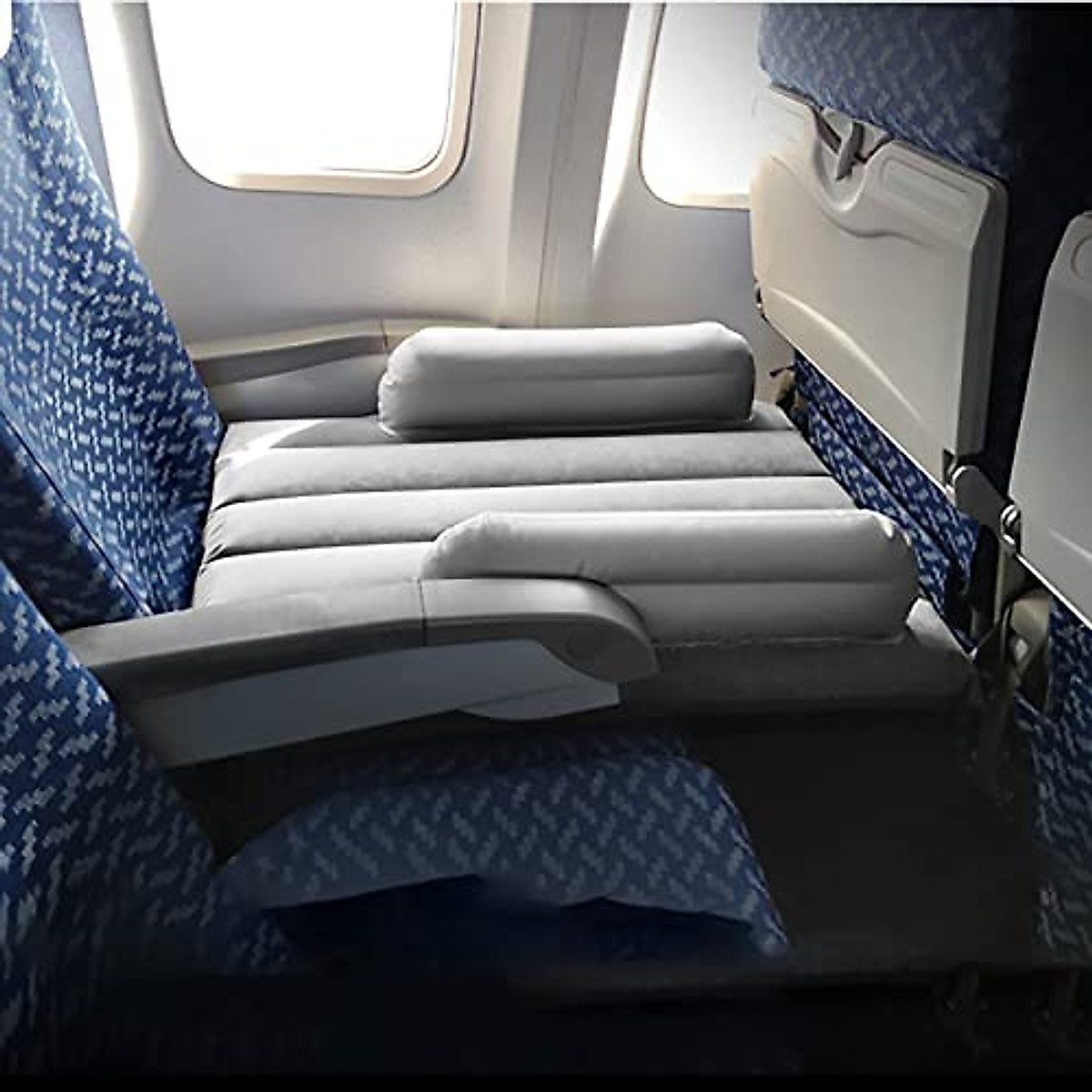 KFBVDR Inflatable Airplane Baby Travel Bed,Plane Bed for Toddler Travel,Seat Belt and Carry Bag Included,Baby Travel Most Airplane Economy Seats(37.4"X18.9"X4.7", Dark Gray)
