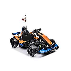 DAKOTT McLaren Electric Go Kart for Kids Ages 6-12, Up to 154 lbs, 24V 4-Wheel Electric Go Cart, 5-9 MPH Speed W/Drift Function, Orange, Large