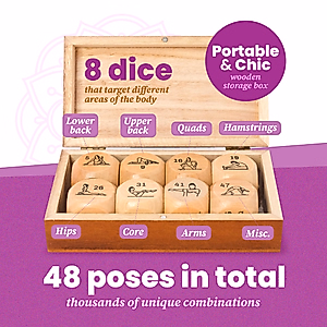 Zinsk 8-pc Wood Yoga Dice Set - Creative Yoga Accessories and Fun Yoga Gifts for Women - Wooden Workout Dice & Fitness Dice to Create Yoga Flows in Seconds - Yoga Stuff for Yogis and Yoga Instructors