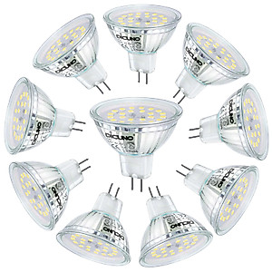 DiCUNO MR16 LED Bulbs 50W Halogen Equivalent Non-Dimmable 12V AC/DC, GU5.3 Bi-Pin Base Daylight White 6000K 5W Glass Cover 120° Beam Angle 500LM for Recessed, Track, Accent Lights, 10 Packs