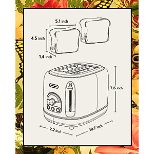 Hazel Quinn X Eduardo Recife Collaboration 2-Slice Retro Toaster, 6 Browning Levels, 3 Functions-Defrost/Reheat/Cancel, Removable Crumb Tray for Easy to Clean, 1.5 Inches Extra Wide Slots