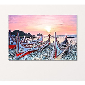 Canoe on the Sea Coast Thailand Canvas Print 3 Panels / 36x24 inches
