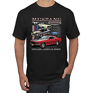 Ford Mustang Classics Untamed American Spirit Cars and Trucks Men's Graphic T-Shirt, Black, Large