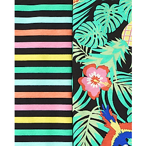 The Children's Place Baby Toddler Girls Sleeveless Fashion Tank Top, Tropical/Tropical Scene/Stripes 3-Pack, 4T