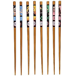 Demon Slayer Set Of 4 Collectible Anime Bamboo Chopsticks 8.85 Inches Long Gift Set
