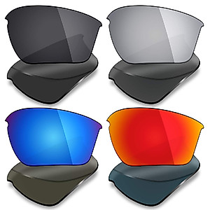 Mryok 4 Pair Polarized Replacement Lenses for Oakley Half Jacket 2.0 XL Sunglass - Stealth Black/Fire Red/Ice Blue/Silver Titanium
