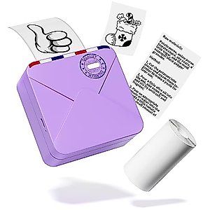 Phomemo M02S Mini Thermal Printer- 300dpi HD Bluetooth Mobile Printer Compatible with iOS and Android, Work with 3 Size Papers, Photo Printer for Plan Journal, Travel, DIY Cards, Gift, Purple