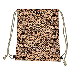 KIDVOVOU Men Women Children Drawstring Backpack Bag Athletic Gym Sports Sackpack Workout Swim Travel Gym Sack,Leopard Print