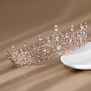 COCIDE Rose Gold Tiara and Crown for Women Crystal Queen Crowns Rhinestone Princess Tiaras for Girl Bride Wedding Hair Accessories for Bridal Birthday Party Prom Halloween Cos-play Costume Christmas