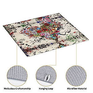 Love Heart Painting Printed Drying Mat For Kitchen Ultra Absorbent Microfiber Dishes Drainer Mats Non-Slip Silicone Quick Dry Pad - 18 X 16inch