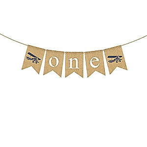 Jute Burlap Airplane Theme One High Chair Banner Boy 1st Birthday Party Highchair Decoraiton