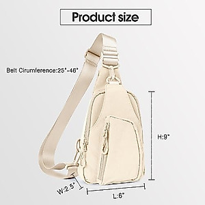 ASLABCREW Sling Bag with Adjustable Strap, Crossbody Daypack Chest Bag Small Backpack for Hiking Traveling, Ivory