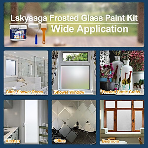 35.27 oz Frosted Glass Paint Kit, Frosted Glass Spray, Low Odor Privacy Protect&UV Resistant Glass Frosting Paint for Windows, Shower, Bathroom, Office, Glass Bottle Crafts, Sliding Door etc.
