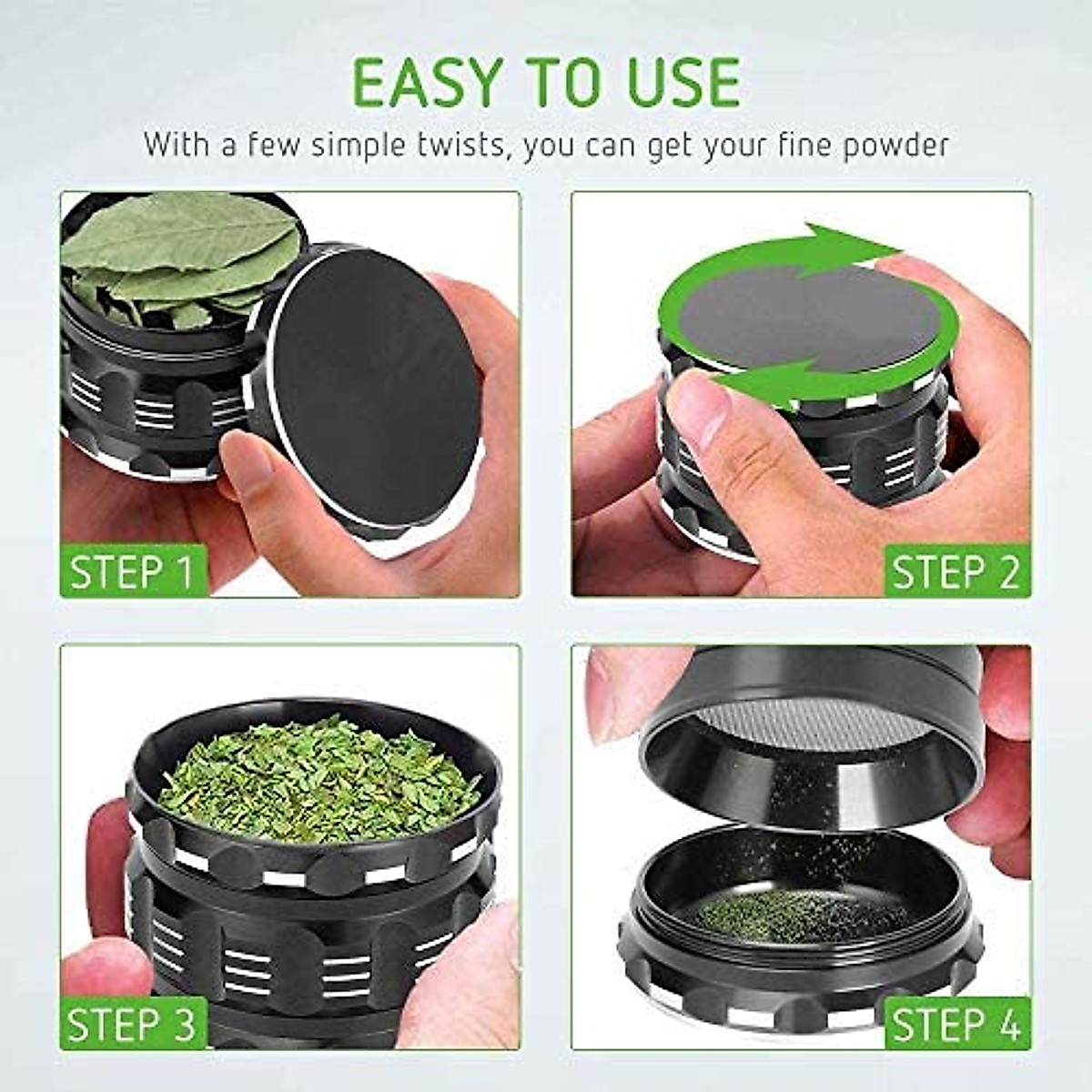 2.5" Spice Grinder, with 4 Layers, Sharp Theeth, Large Capacity, Tool for Kitchen