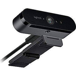 Logitech BRIO UHD 4K Webcam: (960-001105) with RightLight 3 and HDR Technology + Bundle Kit
