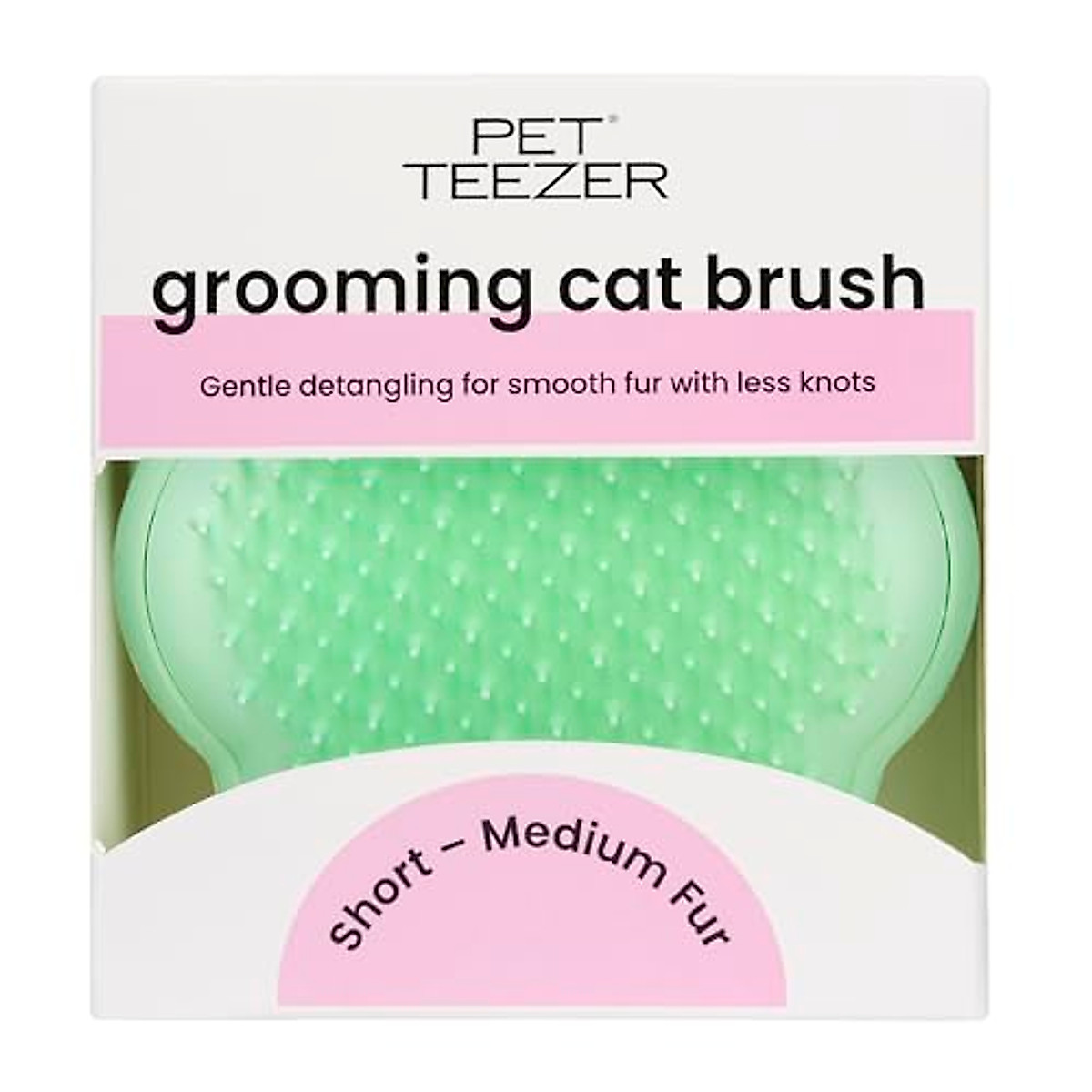 Tangle Teezer Cat Teezer | Small, De-Shedding Cat Hair Brush | Gentle, Soothing Brush for Cats | Green