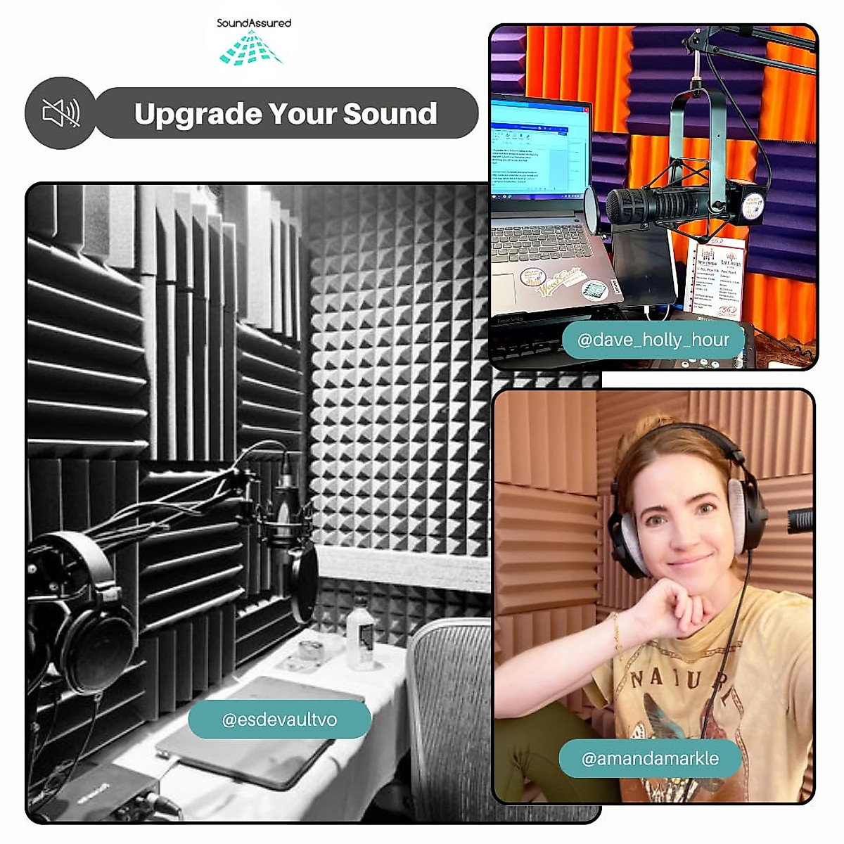 Bass Absorbing Wedge Style Panels - Soundproofing Acoustic Studio Foam - 12"x12"x4" Tiles - 2 Pack - DIY (Charcoal)