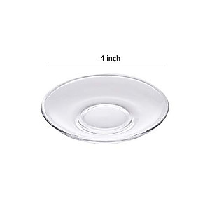 Sizikato 6pcs Clear Glass Snack Plate, Restaurant Dessert Plate, Tea Table Decoration Tea Bag Holder. 4 Inch