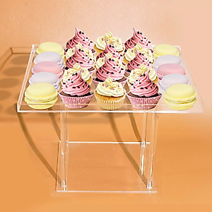 Clear Acrylic Dessert Table Display Set, Cupcake Stand Dessert Stands Buffet Risers for Cupcakes Dessert Pastry Food Treat Tier Serving Tray Stand for Wedding Birthday Party Baby Shower (Square)