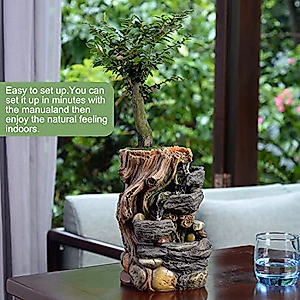 GOSSI Indoor Fountain Decorative 5-Tier Rockery Tabletop Fountains with a Small Plastic Pot to Grow The Plant by Yourself(Auto Watering)(22021)