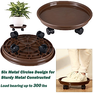 8 Packs Large Plant Caddy with PU Wheels 12" Rolling Plant Stands Heavy-duty Plastic Plant Roller Base Pot Movers Plant Saucers on Wheels Indoor Outdoor Plant Dolly with Casters Planter Tray Coaster