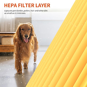 AIRROMI A2001 HEPA Air Purifier Replacement Filter: Original 3-in-1 Filter, Removes 99.97% of 0.3 Micron Particles, Yellow Activated Carbon Filter - Pets & Allergen Specific 1 Pack