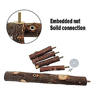 QeeHeng Bird Stand Perch,Natural Wood Parrot Perch Bird Cage,Bird Cage Perches for Parrots,Small Parakeets Cockatiels, Macaws, Parrots, Love Birds, Finches