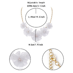 Flyonce Flower Collar Necklace, Floral Flower Statement Summer Beach Chokers Necklaces for Women White