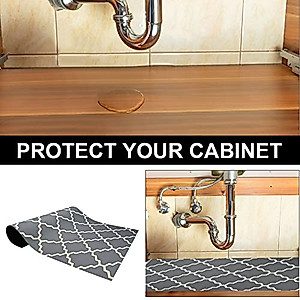 AiBOB Under The Sink Mat, 24 X 36 in, Durable Premium Mats Protect Kitchen and Bathroom Cabinets, Waterproof Absorbent Shelf Liner, Grey