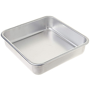 Nordic Ware Natural Aluminum Commercial Baker's Half Sheet, 2-Pack (Silver) and Nordic Ware Naturals Aluminum Commercial 8" x 8" Square Cake Pan (Silver)