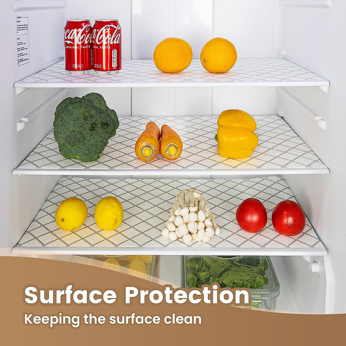 Shinlendid Refrigerator Liners Non-Slip 12IN x 10Feet, Absorbent Fridge Shelf and Drawer Liners Keep Fruits & Vegetables Fresh, Washable Refrigerator Mats, Whinte