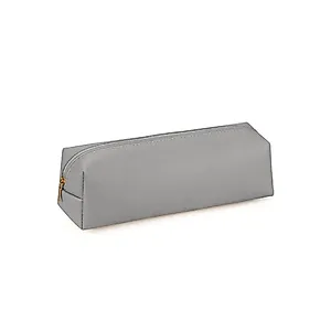KAEZDD Pencil Bag Pen Case Cosmetic Makeup Bag Pen Pencil Stationery Pouch Bag Case/PU Leather Small Pencil Pouch Stationery Pouch Zipper Bag for Pens, Pencils, Markers (Grey)