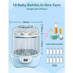Baby Bottle Warmer and Dryer, Elechomes Electric Steam Warmer, Up to 10 Bottles, Super Large Capacity 600W Fast Bottle Warmer with LED Display, Auto Shut Off, BPA-Free