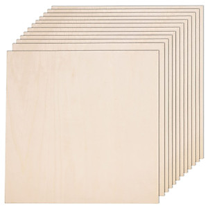 12 Pack Basswood Sheets for Crafts-12 x 12 x 1/8 Inch- 3mm Thick Plywood Sheets with Smooth Surfaces-Unfinished Squares Wood Boards for Laser Cutting, Wood Burning, Architectural Models, Staining