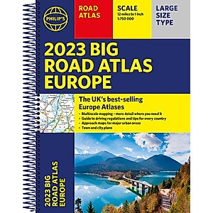 2023 Philip's Big Road Atlas Europe: (A3 Spiral binding)