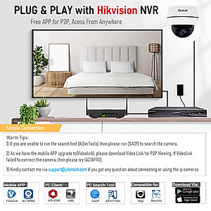 JideTech Outdoor 4K PTZ POE Camera, 8MP IP Dome Camera with 5X Optical Zoom, IR Night Vision Human/Motion Detection, Built in 2-Way Audio, Pan/Tilt, SD Card Slot