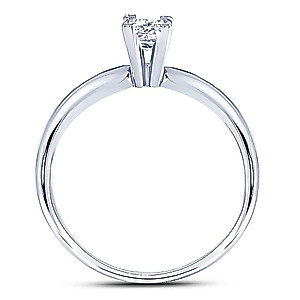 The Diamond Deal 14kt White Gold Womens Princess Diamond Solitaire Bridal Wedding Engagement Ring 1/3 Cttw