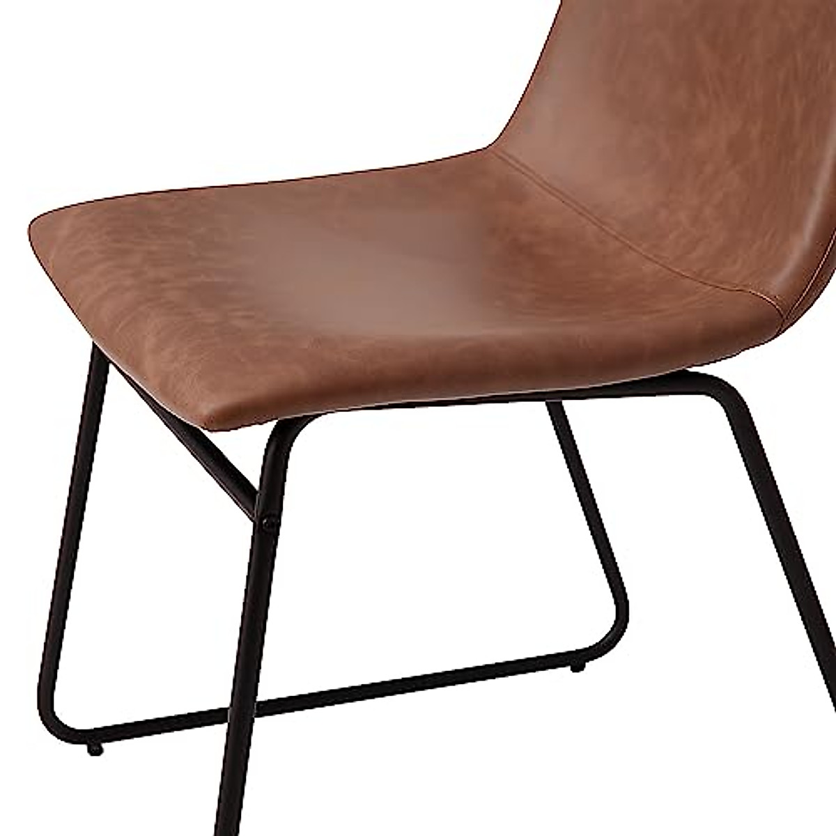 Flash Furniture Butler 18 Inch Commercial Grade LeatherSoft Dining Table Height Chair, Mid-Back Black Sled Base with Light Brown LeatherSoft Upholstery, Set of 2