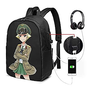 Girls und Panzer 17 Inch Laptop Backpack Unisex Travel Backpack with USB Charging Port Bookbag Daypack