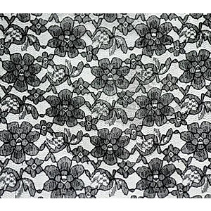 Lace Floral Rachelle Fabric 60" Wide Sold by The Yard (Black)