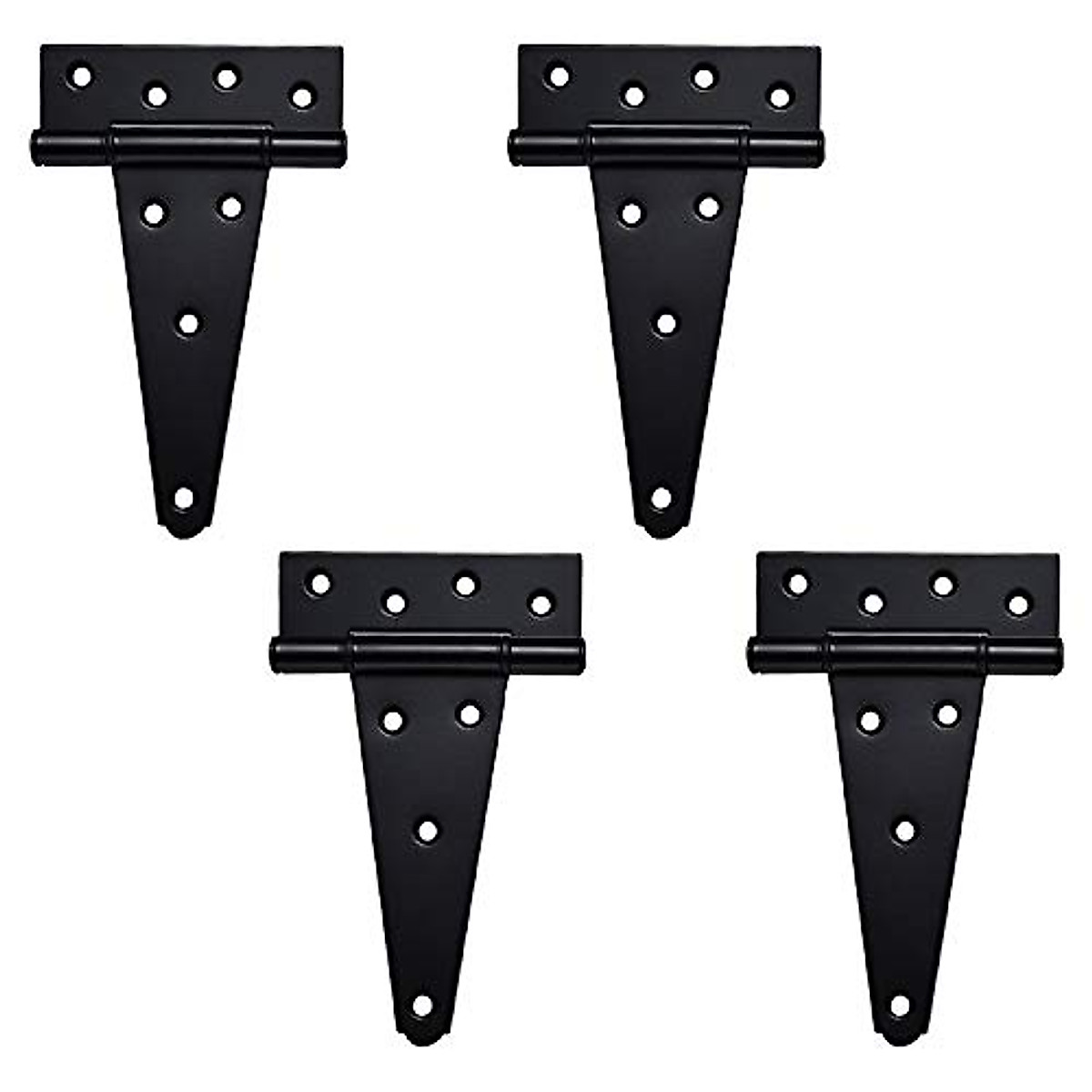 6 Inch T-Strap Heavy Duty Shed Door Hinges,Black Tee Hinge for Wooden Fences,Yard Door,Barn Door Gates, Wrought Hardware Rustproof,4 PCS
