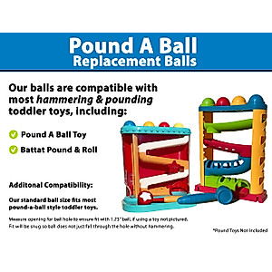 Multicolored Replacement Ball Set (1.75") for Pound A Ball Baby Hammering & Pounding Toys | Durable, Crush-Proof Plastic Balls Perfect for Toddler Pound A Ball Toy & Baby Ball Drop Toys | 6 Ball Set