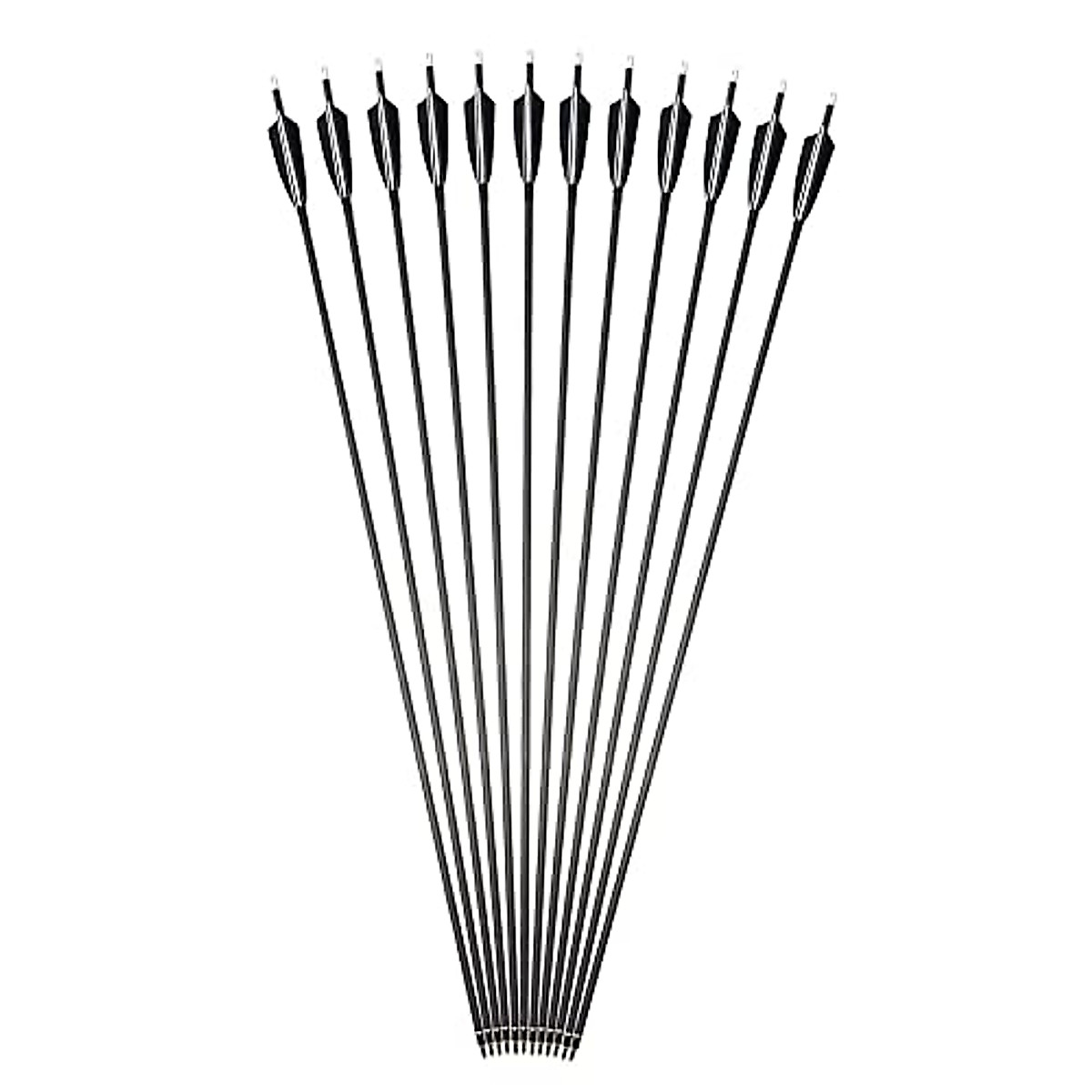 AMEYXGS 34Inch Archery Carbon Arrows Hunting Arrows Target Practice Arrows Spine 500 with Turkey Feather and Arrow Quiver for Recurve and Compound Bow (6pcs)