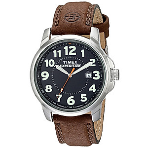 Timex Men's T44921 Expedition Metal Field Brown Leather Strap Watch