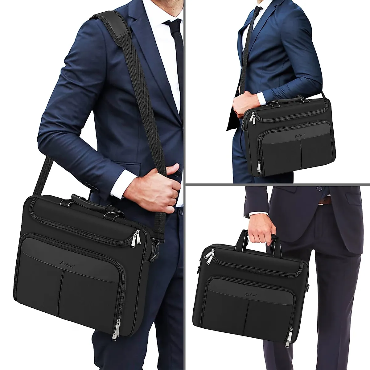 Enkinil 15.6-16.2 inch Waterproof Protective Laptop Messenger Briefcase with Adjustable Shoulder Strap Men Women Travel/Business Bag Compatible with Macbook Pro 16 inch A2141/A2485