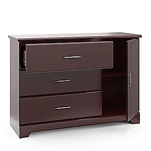 Storkcraft Brookside 3 Drawer Combo Dresser (Espresso) – Baby and Kids Bedroom Organizer, Nursery Chest, Storage Dresser With Drawers, Universal Design