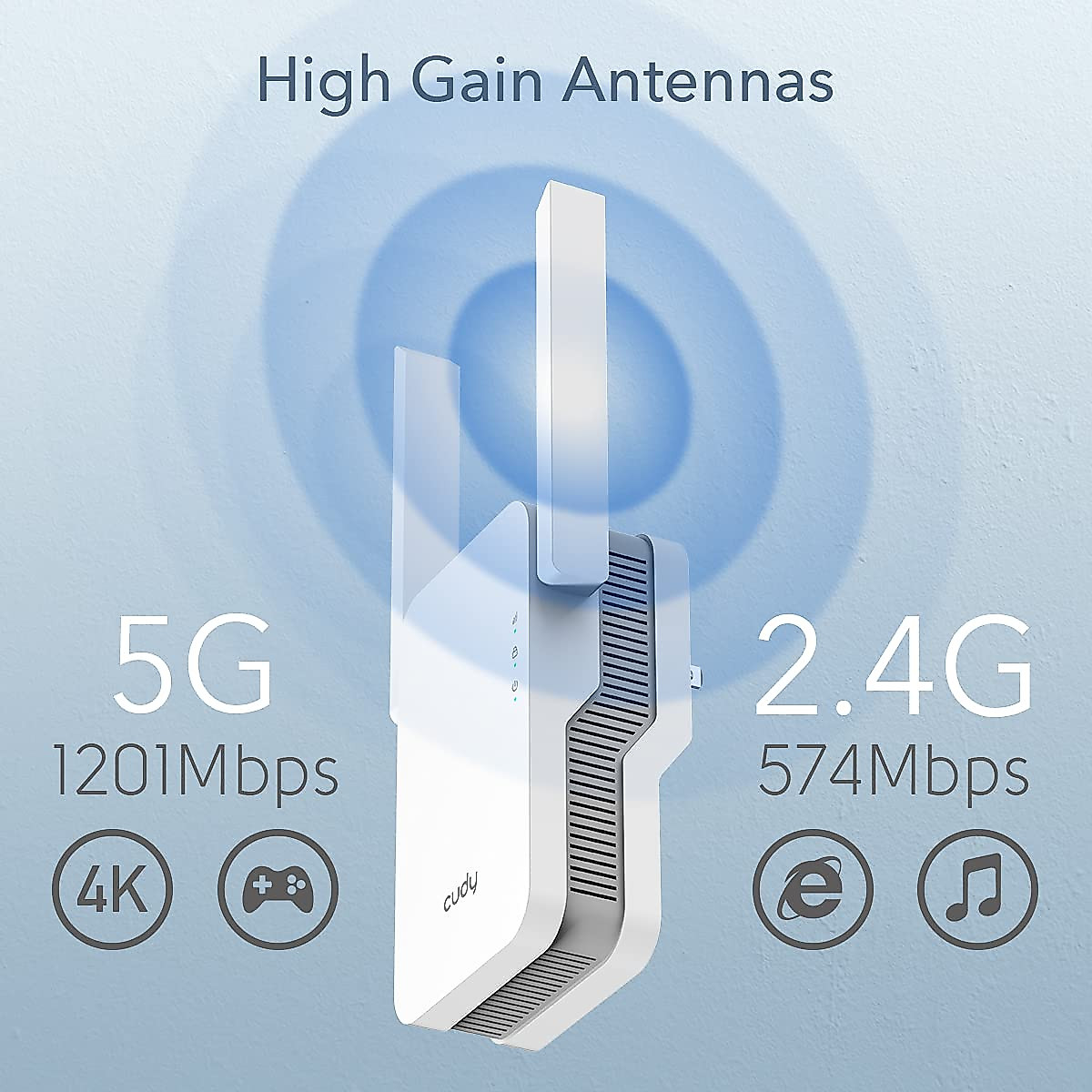 Cudy New AX1800 Mesh WiFi 6 Extender Internet Booster, WiFi 6 Range Extender Covers up to 2000 sq.ft and 30 Devices, Dual Band Repeater up to 1.8Gbps Speed, AP Mode, Gigabit Port, RE1800