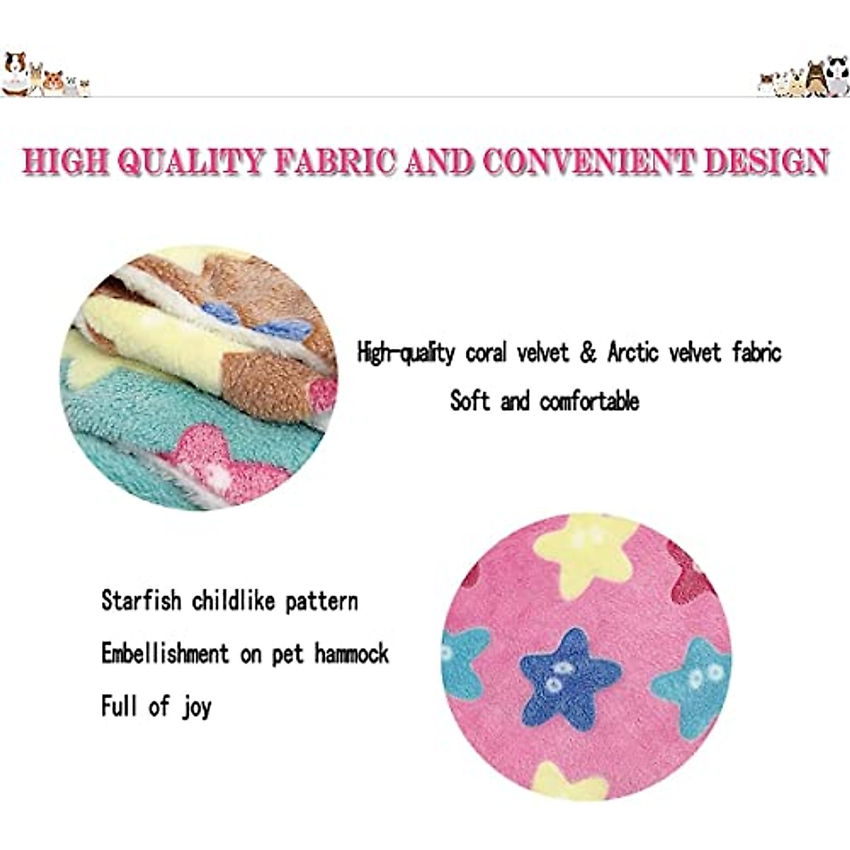 QeeHeng Small Animal Hanging Hammock,Small Pet Swinging Bed,Double-Layer Pet Cage Hammock for Ferret Rat Sugar Glider and Other Small Animals,Purple