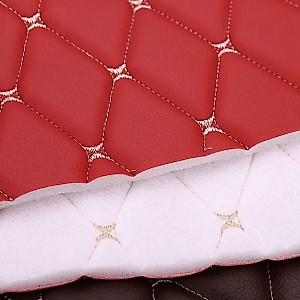 LANOBA Quilted Foam Vinyl Fabric Faux Leather Thick Sponge Backing DIY Upholstery headboard Car Headliner Furniture, 39" x 60", Diamond 2" x 3" (Red)