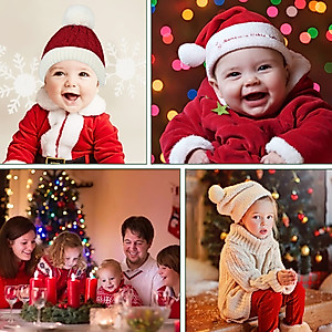 Zando Baby Newborn Hats Knit Soft Infant Winter Hat Pom Pom Thick Baby Beanie Hat Warm Baby Hat and Mitten Set Baby Toddler Mittens Winter Gloves Christmas Hat for Baby Girls Boys White&Green